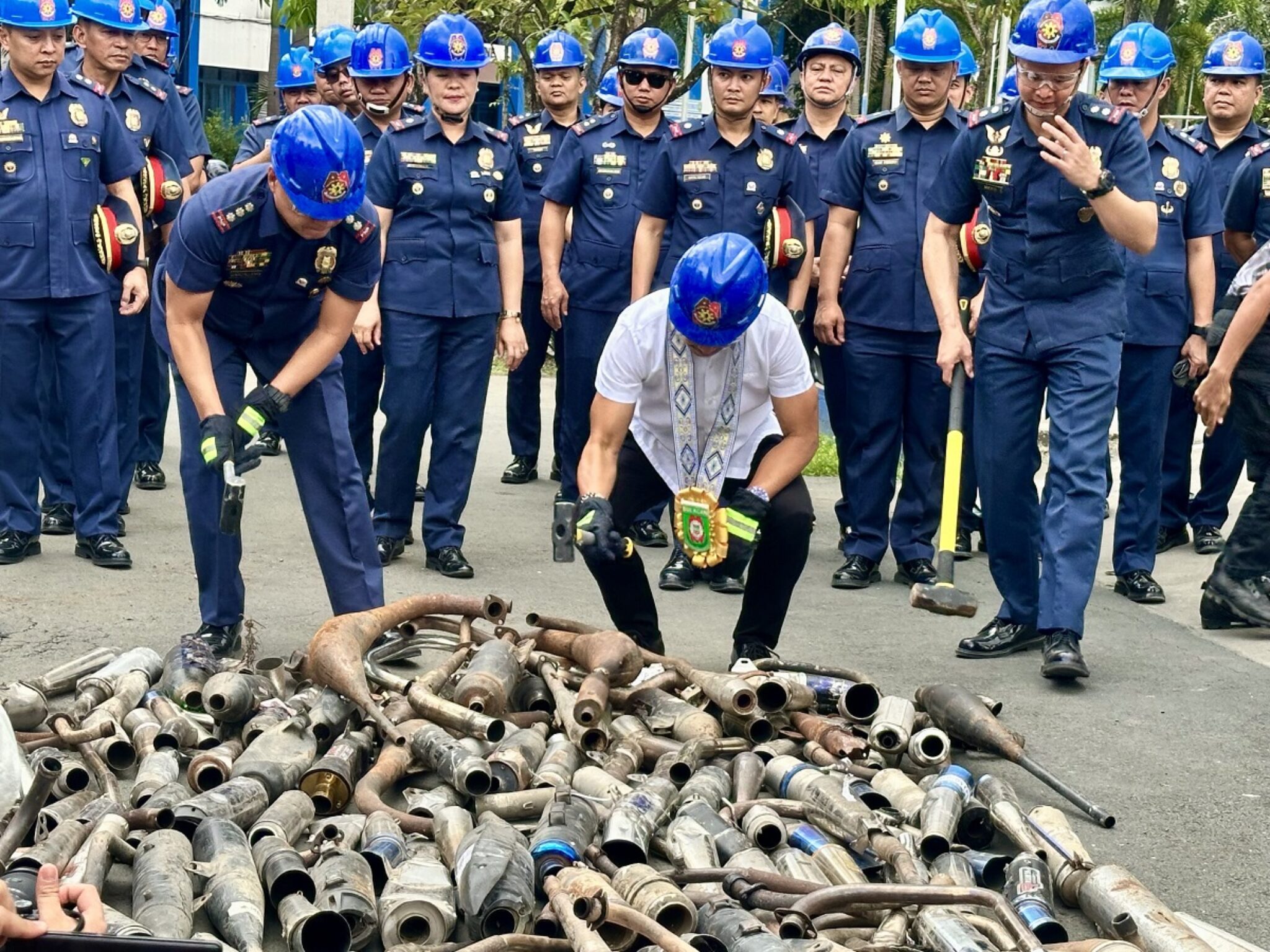 Over 1,700 confiscated modified mufflers destroyed in Bulacan