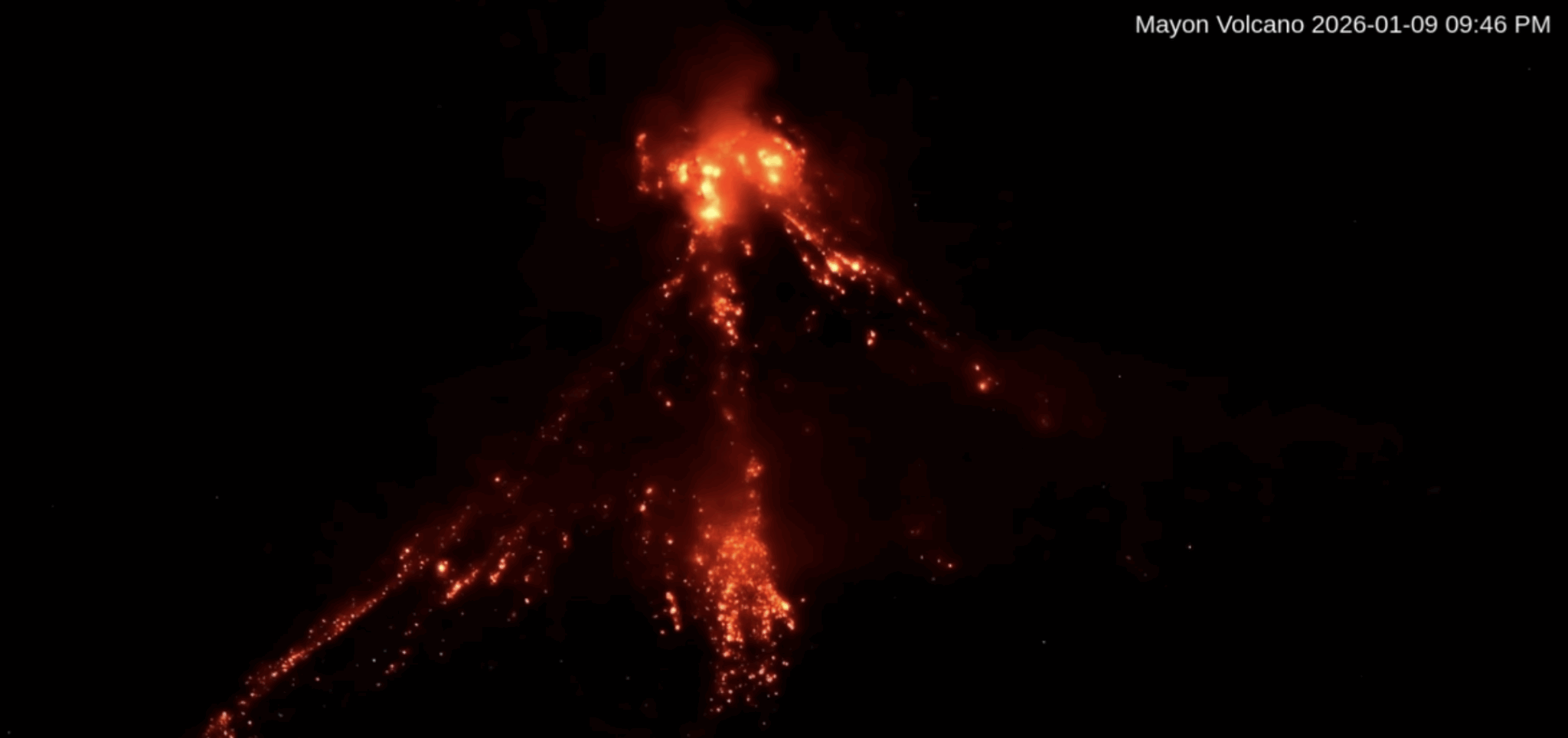 Mayon Volcano: 150 rockfalls, 90 pyroclastic currents in 24 hours