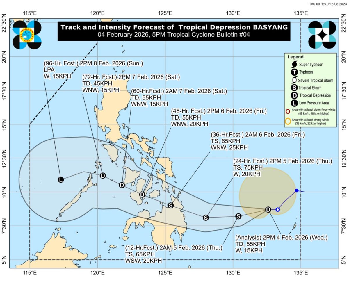 12 areas in Visayas, Mindanao under Signal No. 1 due to Basyang