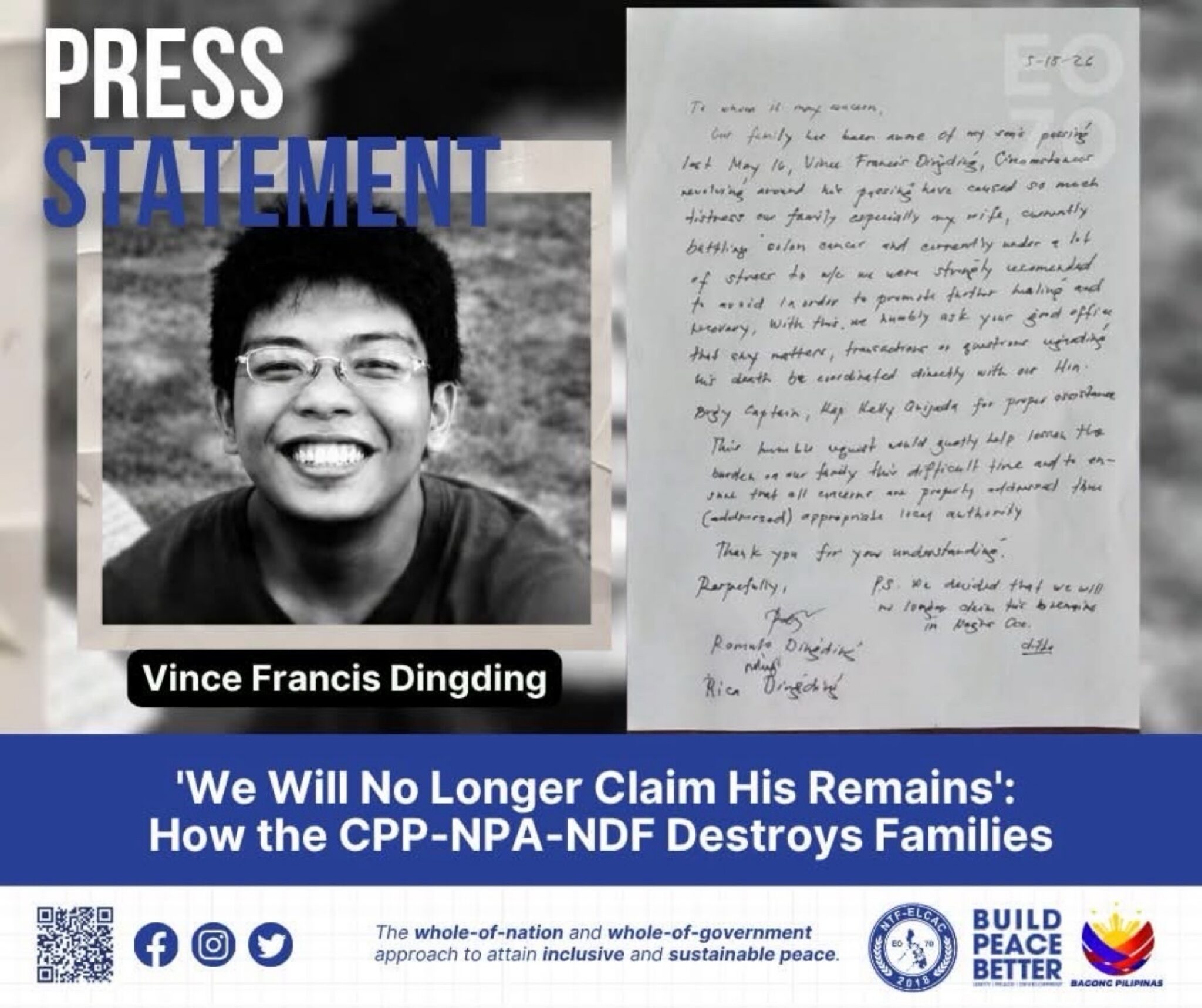 Parents of slain ex-UP Cebu student leader decline to claim body